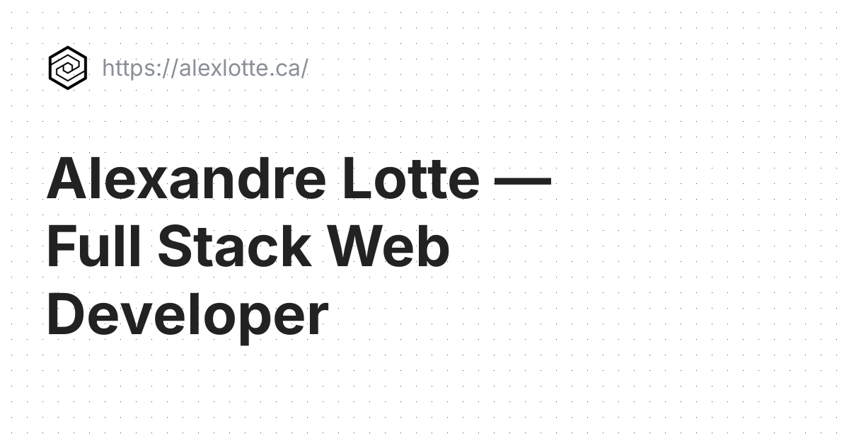 Alexandre Lotte — Full Stack Web Developer